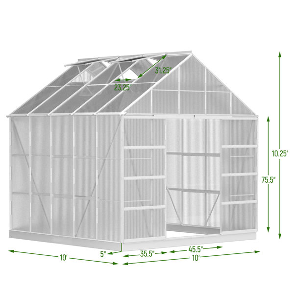 MELLCOM 10' W x 10' D Hobby Greenhouse | Wayfair