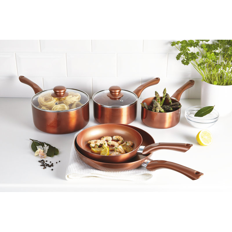 Symple Stuff Dorthea 5 Piece Copper Non Stick Cookware Set & Reviews ...