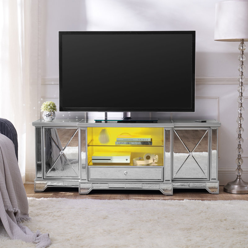 Ivy Bronx 8 Colors Led Light Mirrored Tv Stands With Drawers & Storage ...