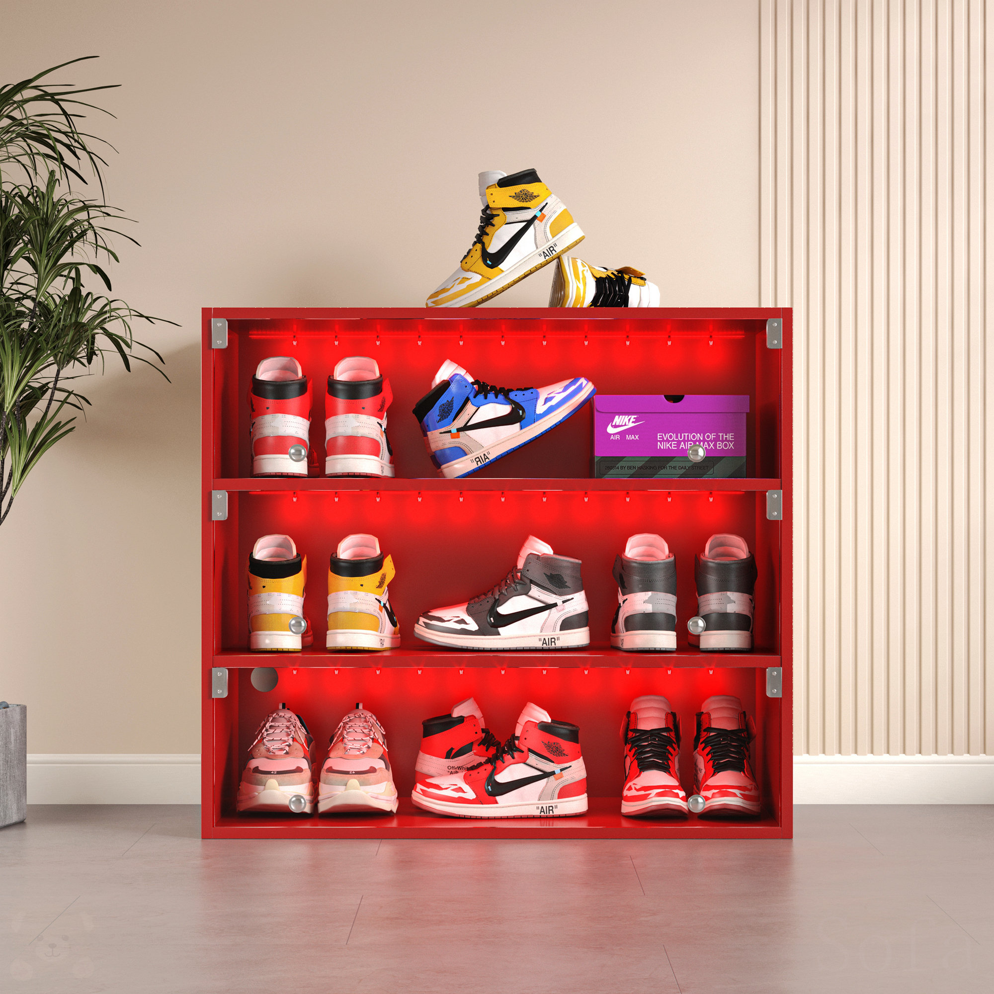 NTYUNRR LED Light Shoe Box Three Layers With Glass Doors - Wayfair Canada