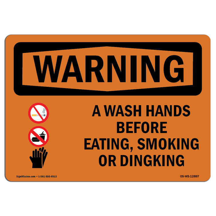 SignMission Wash Hands Before Eating Smoking Drinking Sign | Wayfair