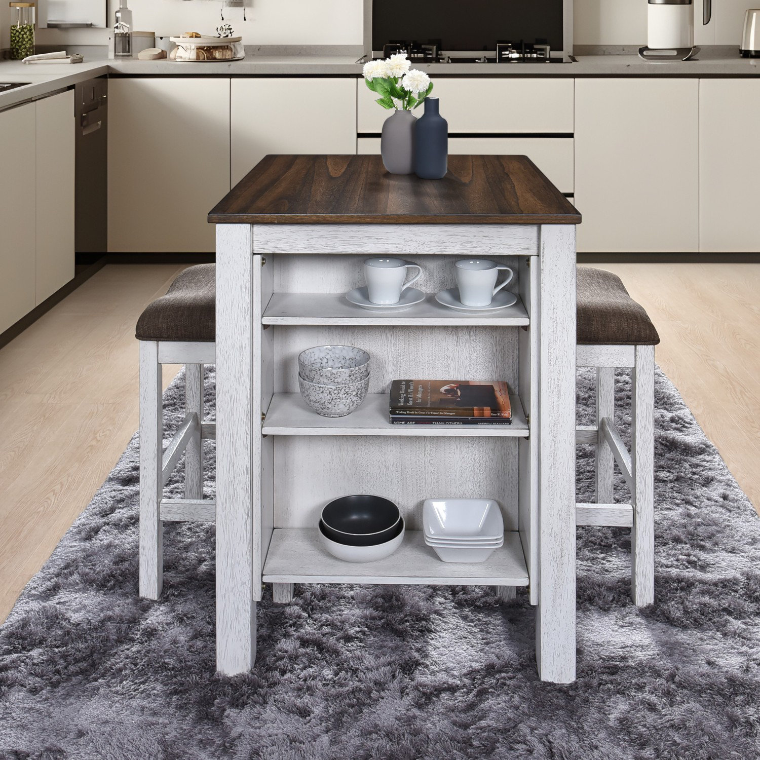 Latitude Run® 3 Pieces Counter Set Storage Space For Small Space Modern ...