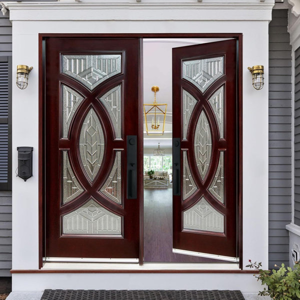NEWBANG BGW DoorsModern Door For Entry Crafted Mahogany In Dark Walnut ...