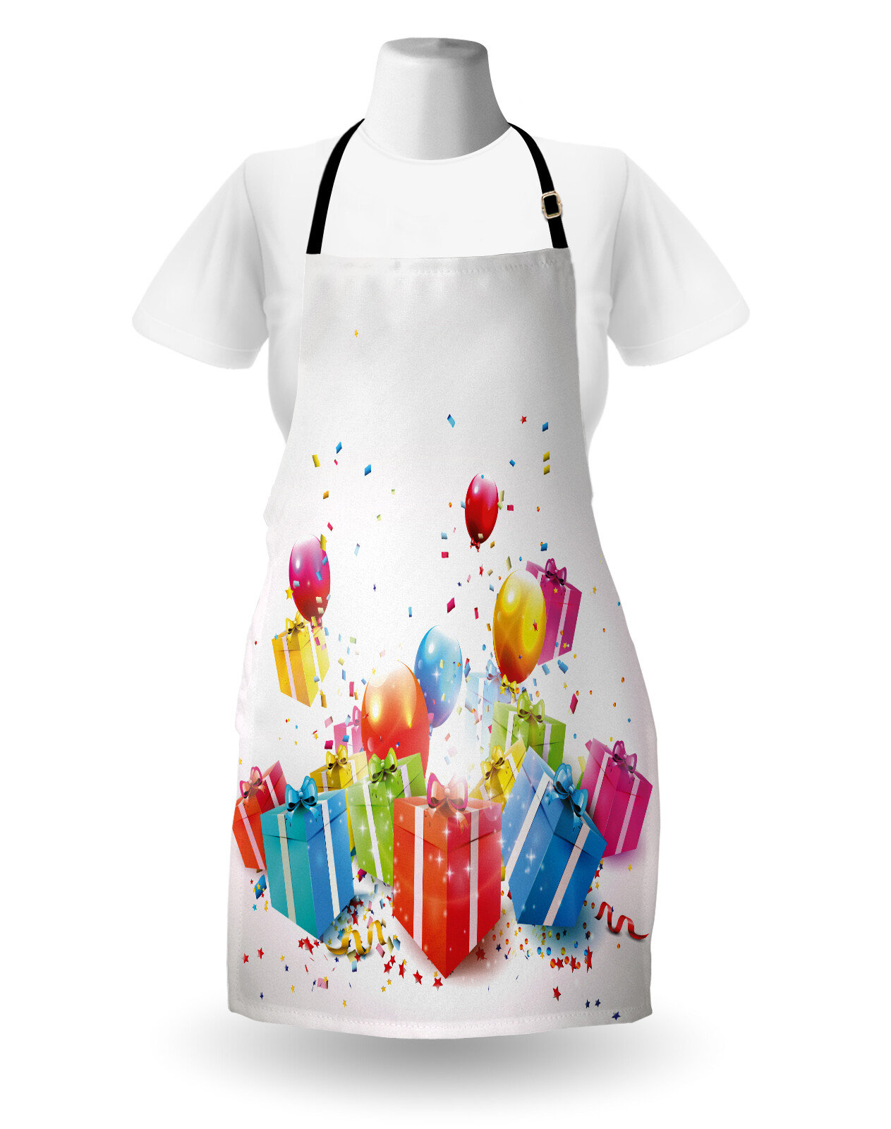 The Party Aisle™ Birthday Apron Unisex, Colorful Boxes Balloons, Adult ...