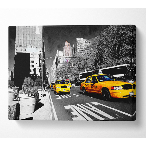 Latitude Run Yellow Taxi In New York City - Wrapped Canvas Print ...