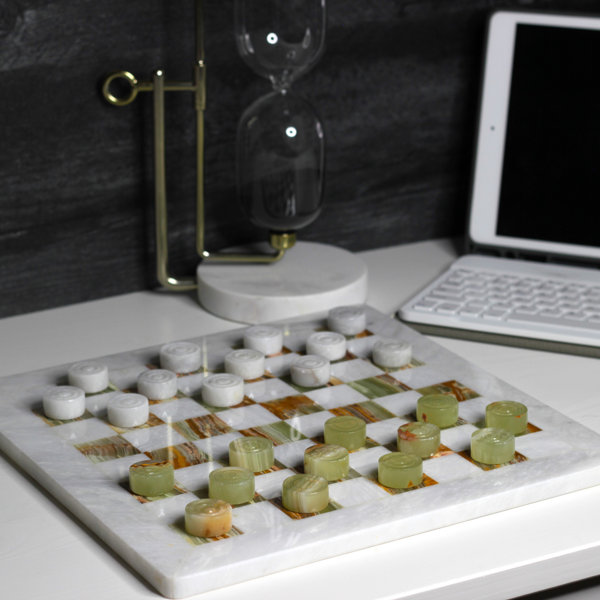 Marble Cultures Checkers Set - 12 Inch Marble Checkers Set With Storage ...