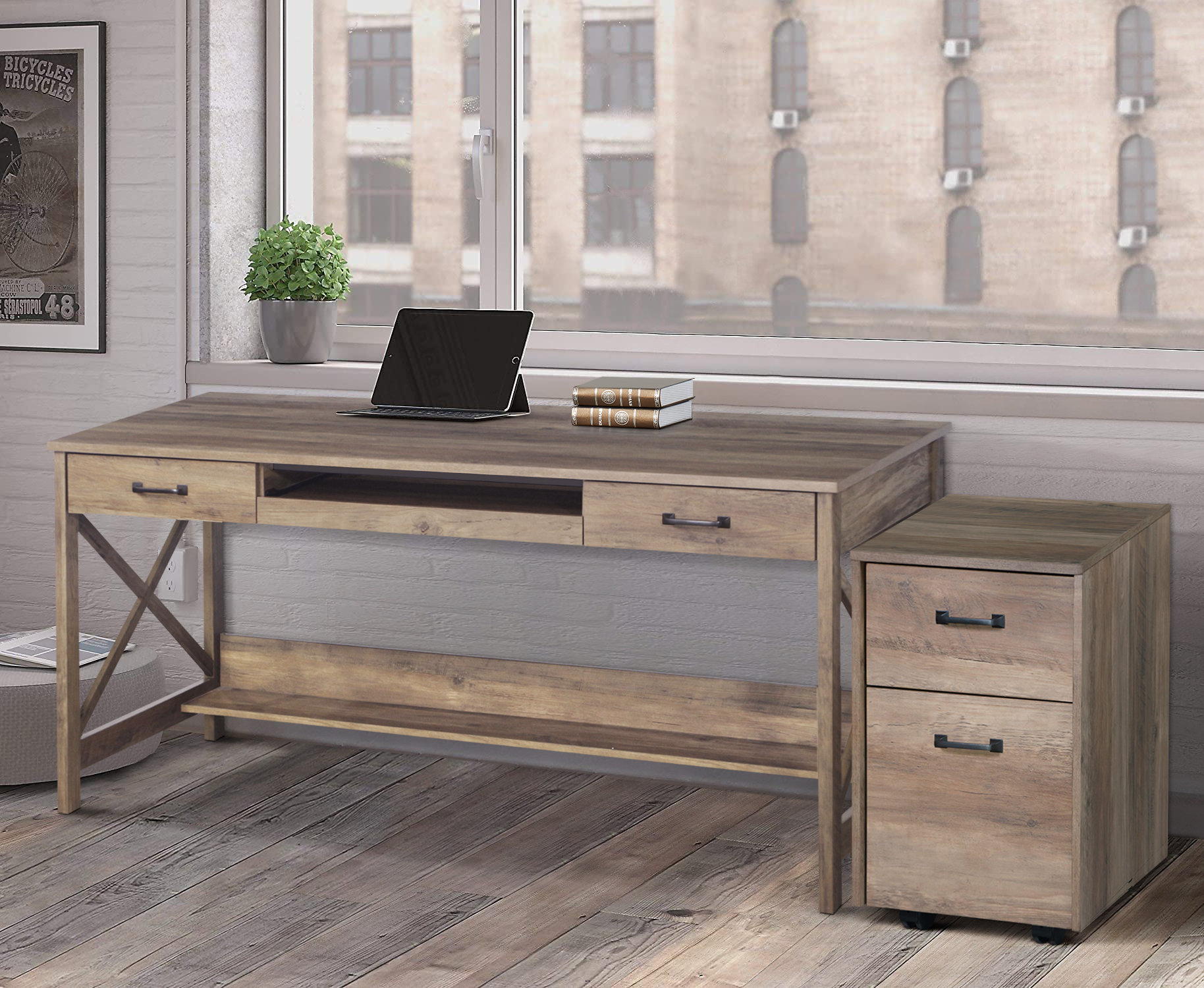 Laurel Foundry Modern Farmhouse Coble 2 Piece Rectangular Computer Desk ...