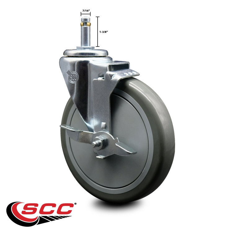 Service Caster 6 Inch Polyurethane Wheel Swivel 7/16 Inch Grip Ring ...