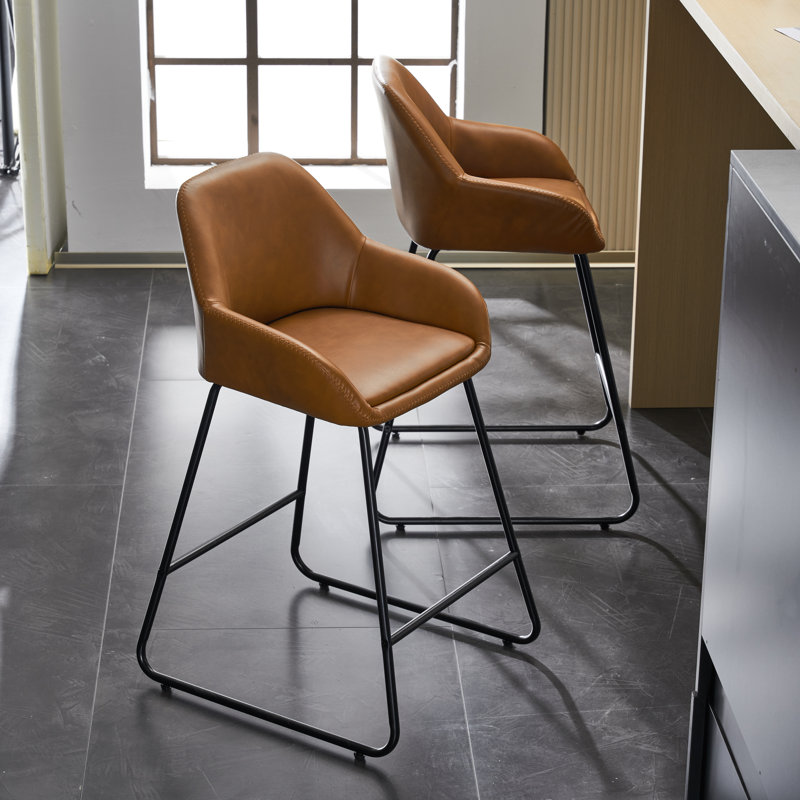 Latitude Run® Jarmen Upholstered 24'' Counter Stool with Metal Frame ...