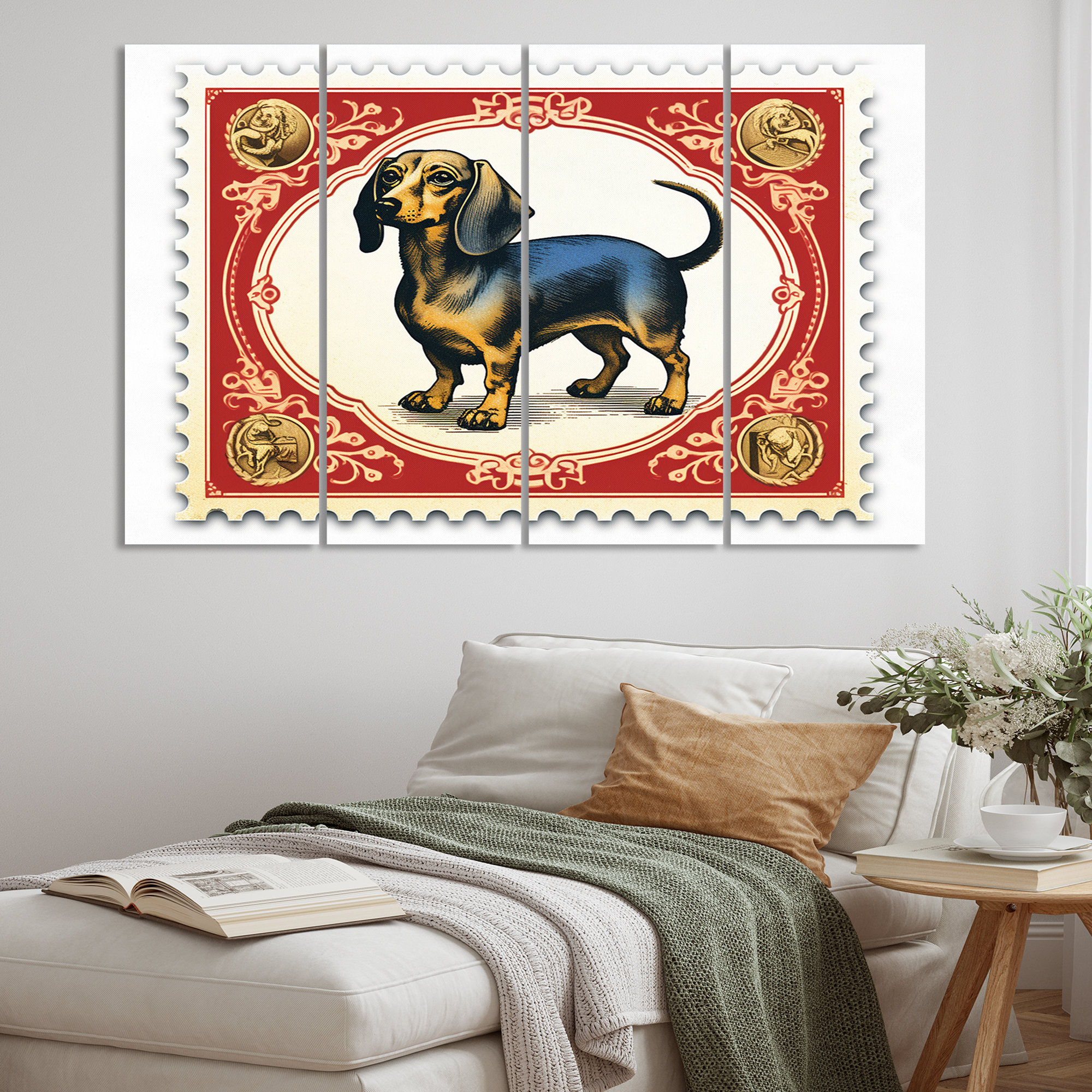 Design Art Retro Stamp Illustration Of Cute Dachshund II - Animals Dog ...