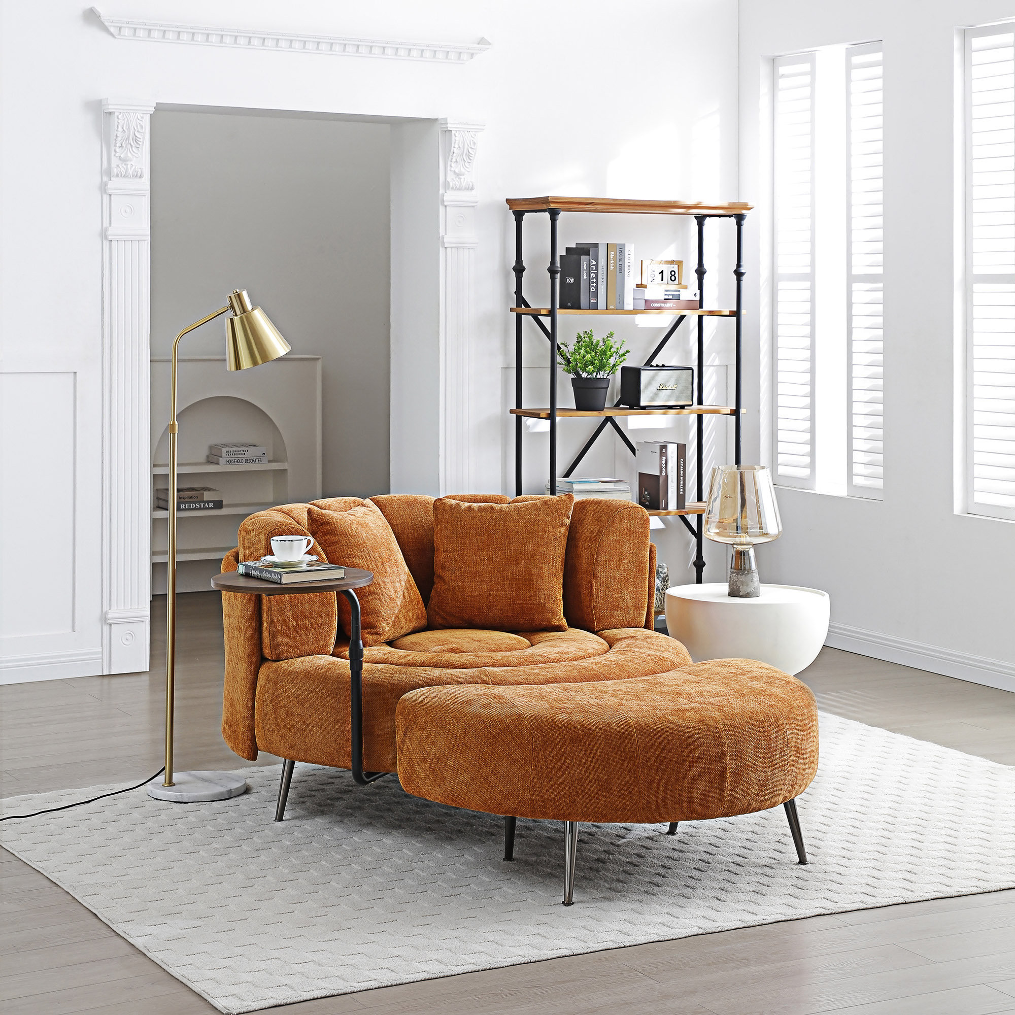 Corrigan Studio® Oversize Barrel Chair Single Sofa With Ottoman | Wayfair