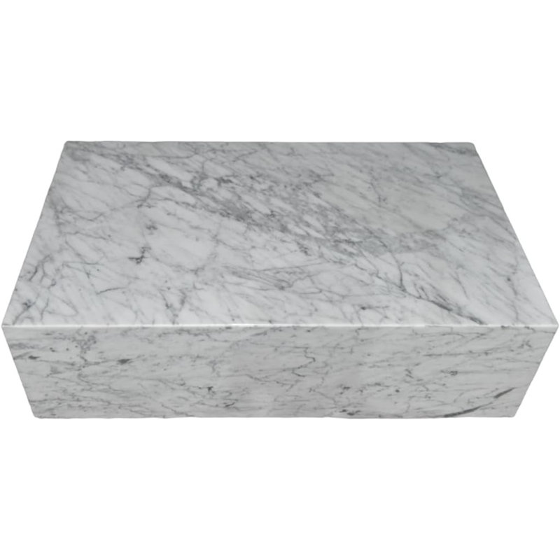 BETACH Genuine Marble Block Coffee Table - Carrara Marble & Reviews ...