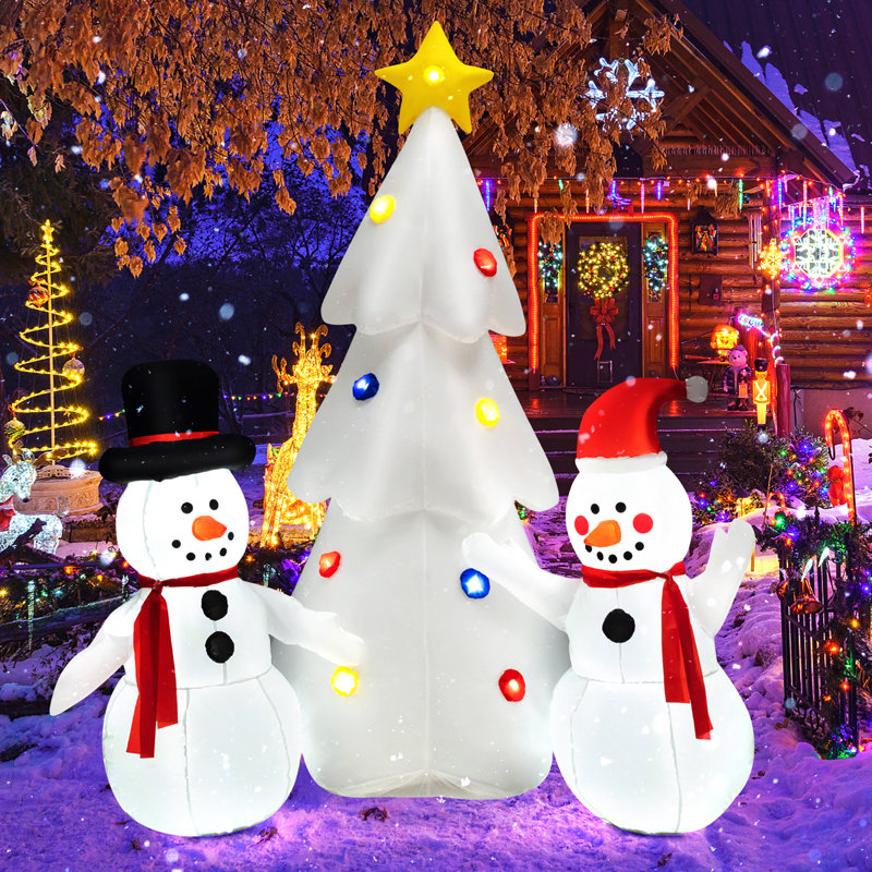 The Holiday Aisle® Christmas Double Snowmen & Tree Inflatable & Reviews ...