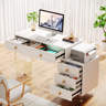 Wrought Studio™ Modern White Acrylic Computer Desk with 5 Drawers for ...