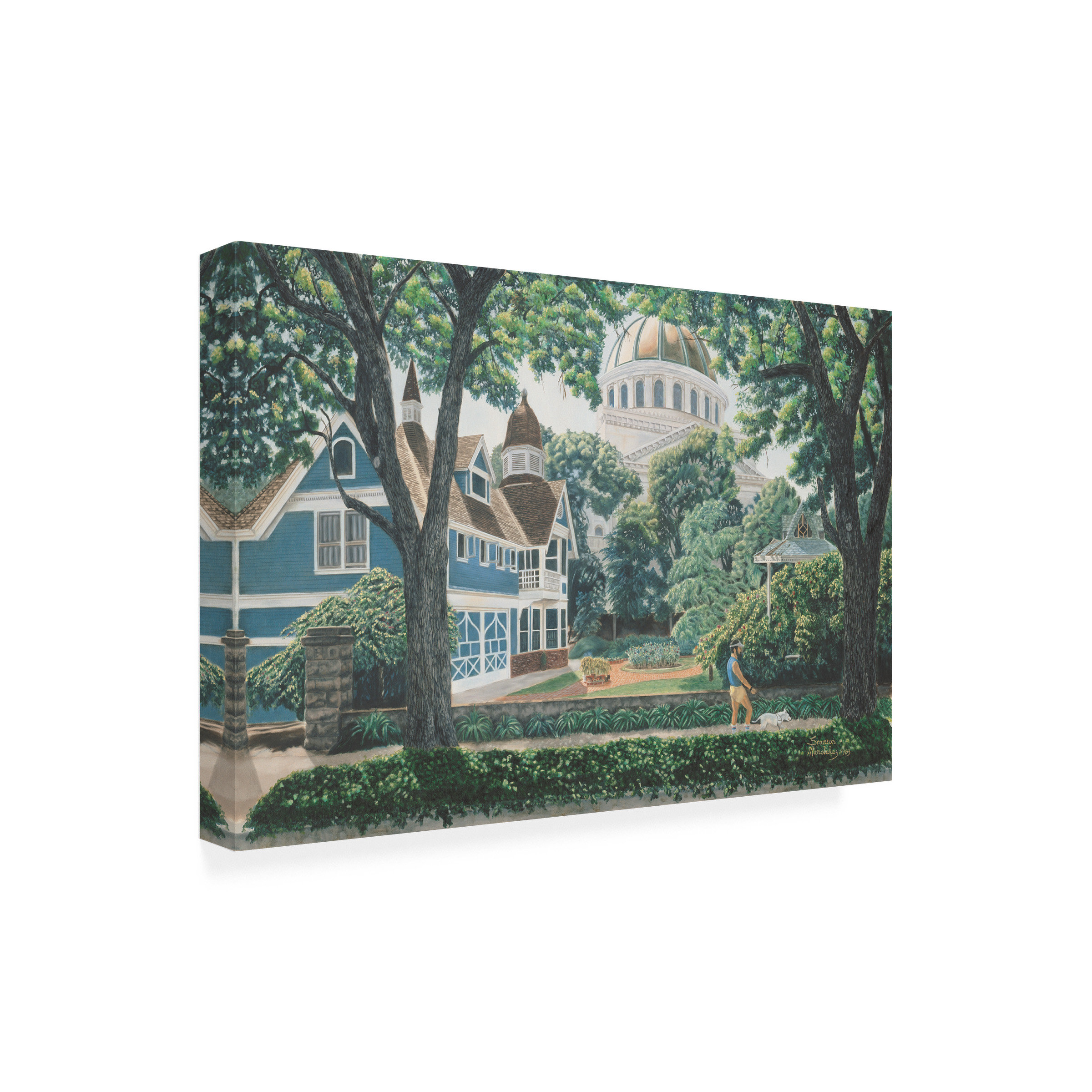 Winston Porter Dog Walker by Stanton Manolakas Canvas Art | Wayfair