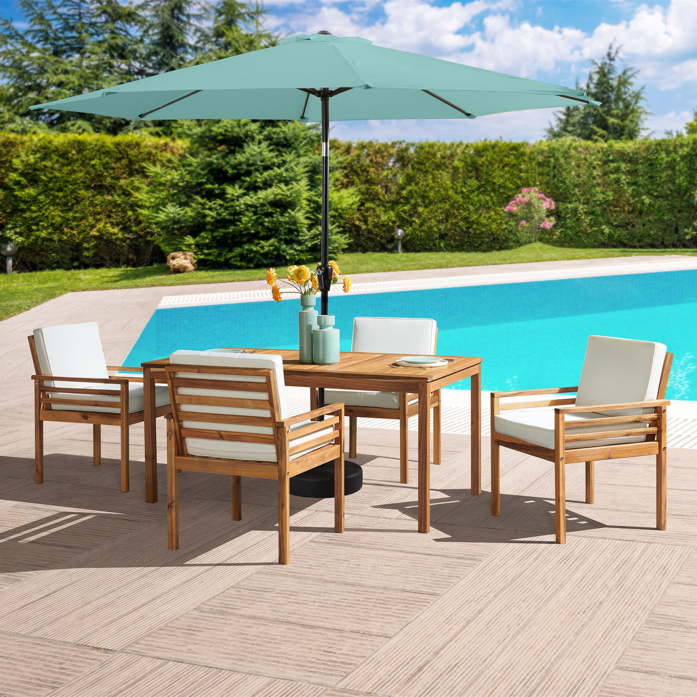 Wade Logan® Arjay 6 Pc Patio Dining Set Wood One 63" Table 4 Chairs ...