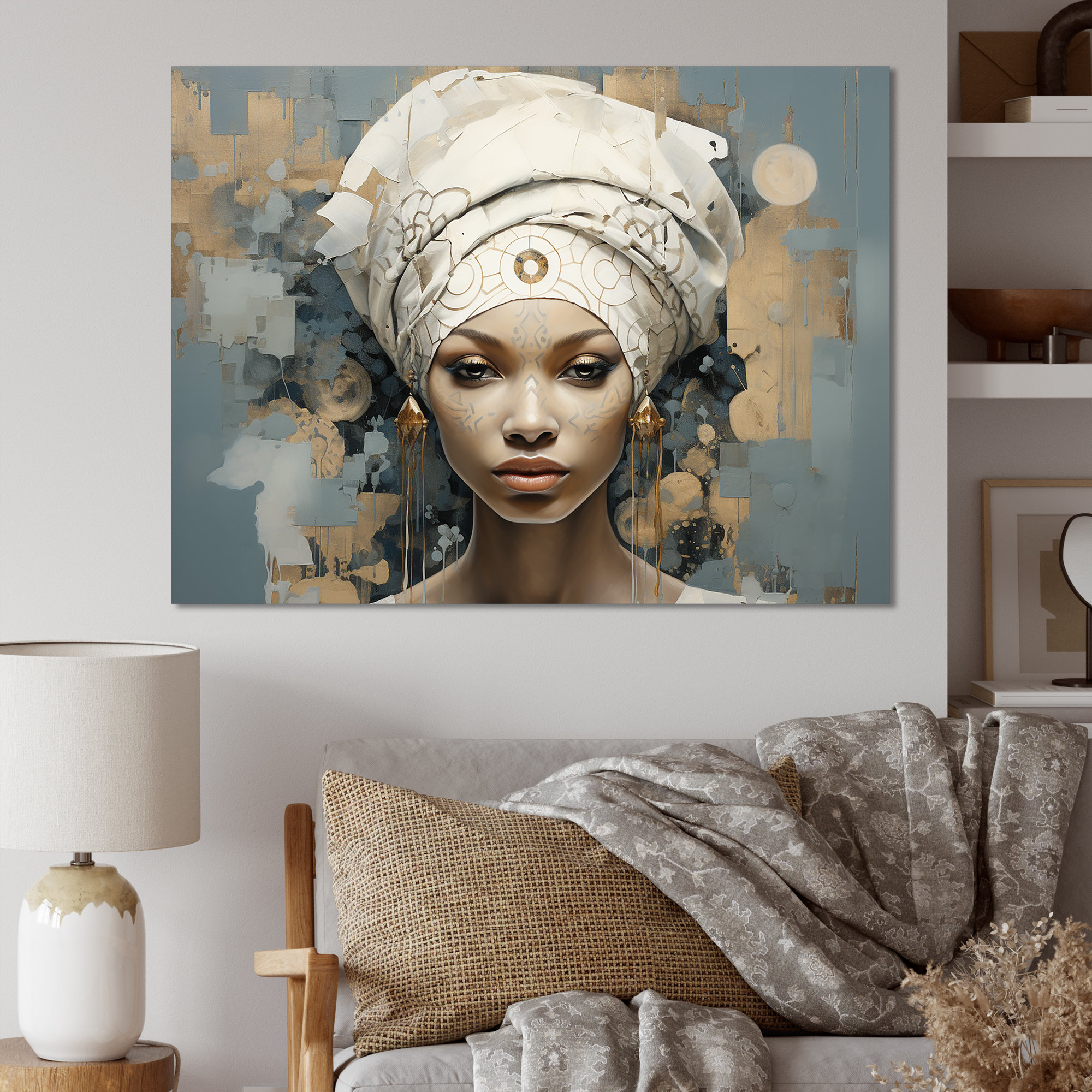 Winston Porter Blue And Beige African Woman Collage II On Canvas Print ...