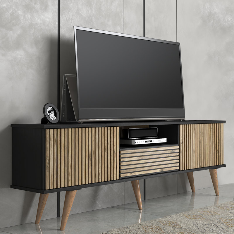 George Oliver Frimmy Modern Fluted TV Stand for TVs Up to 80" – Mid ...