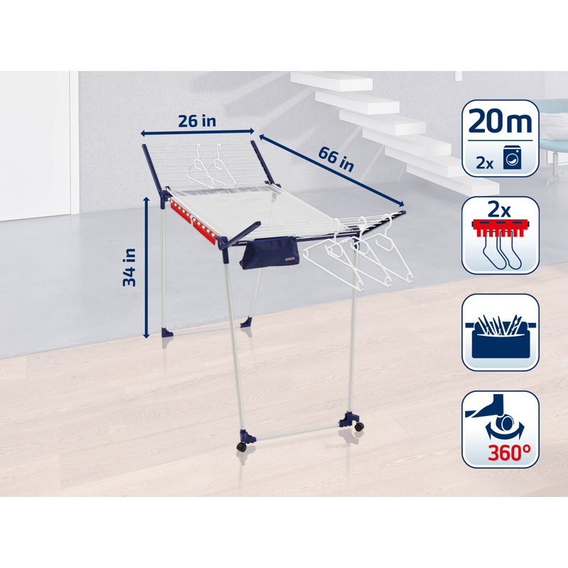 Leifheit Pegasus 200 Solid Mobile Foldable Freestanding Drying Rack ...