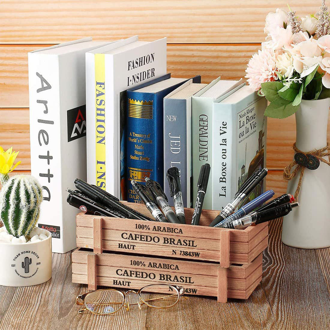Gracie Oaks 3 Pcs Wooden Garden Planter Vintage Planter Box Rustic ...