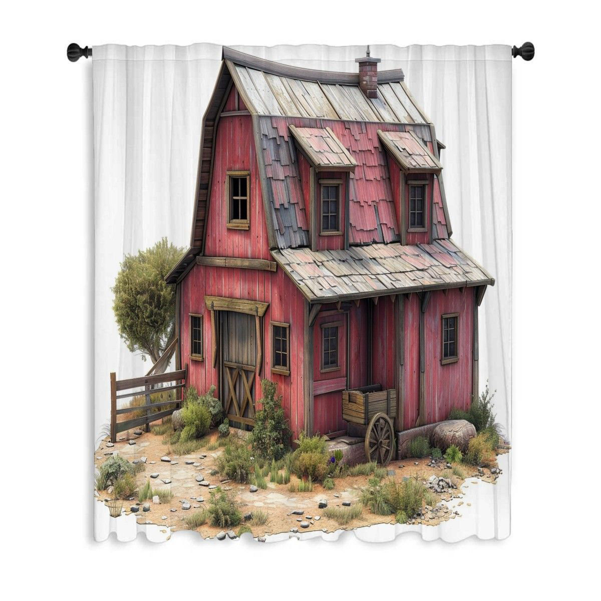 VisionDecor Barn Window Curtains, Building Blockout & Sheer Curtains ...