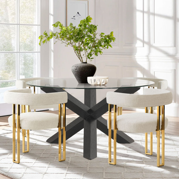 Mercer41 4 - Person Dining Table Sets With 54'' Round Table & 4 ...