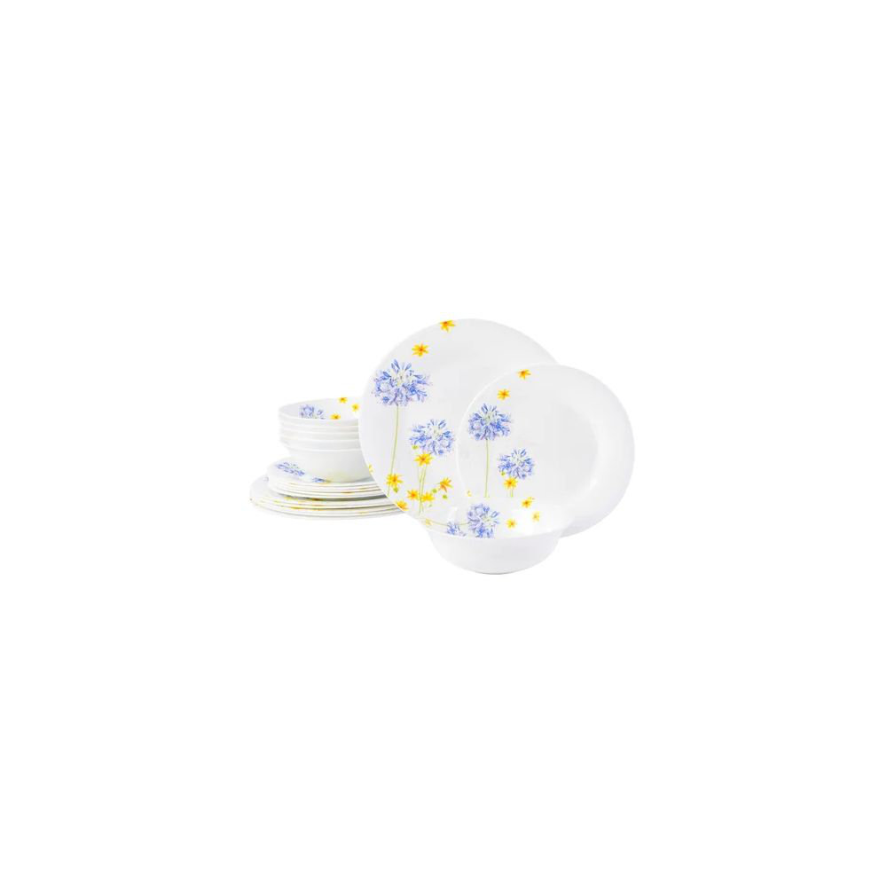 Gibson Home Ultra Break Resistant 18 Piece Dinnerware Set, Blue Floral ...