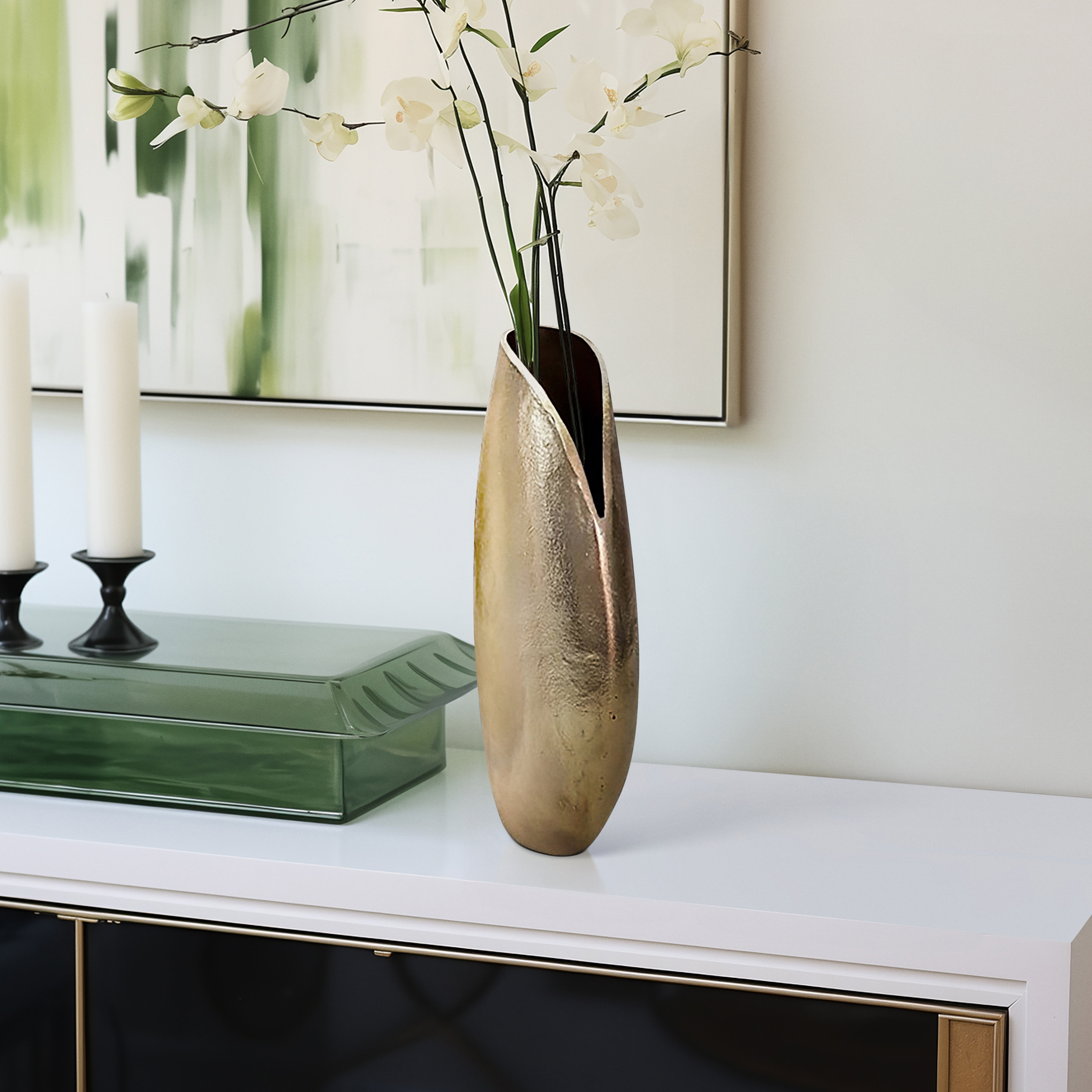 Mercer41 Cohen Shell Shaped Metal Vase - Unique Davena Vase, Perfect ...