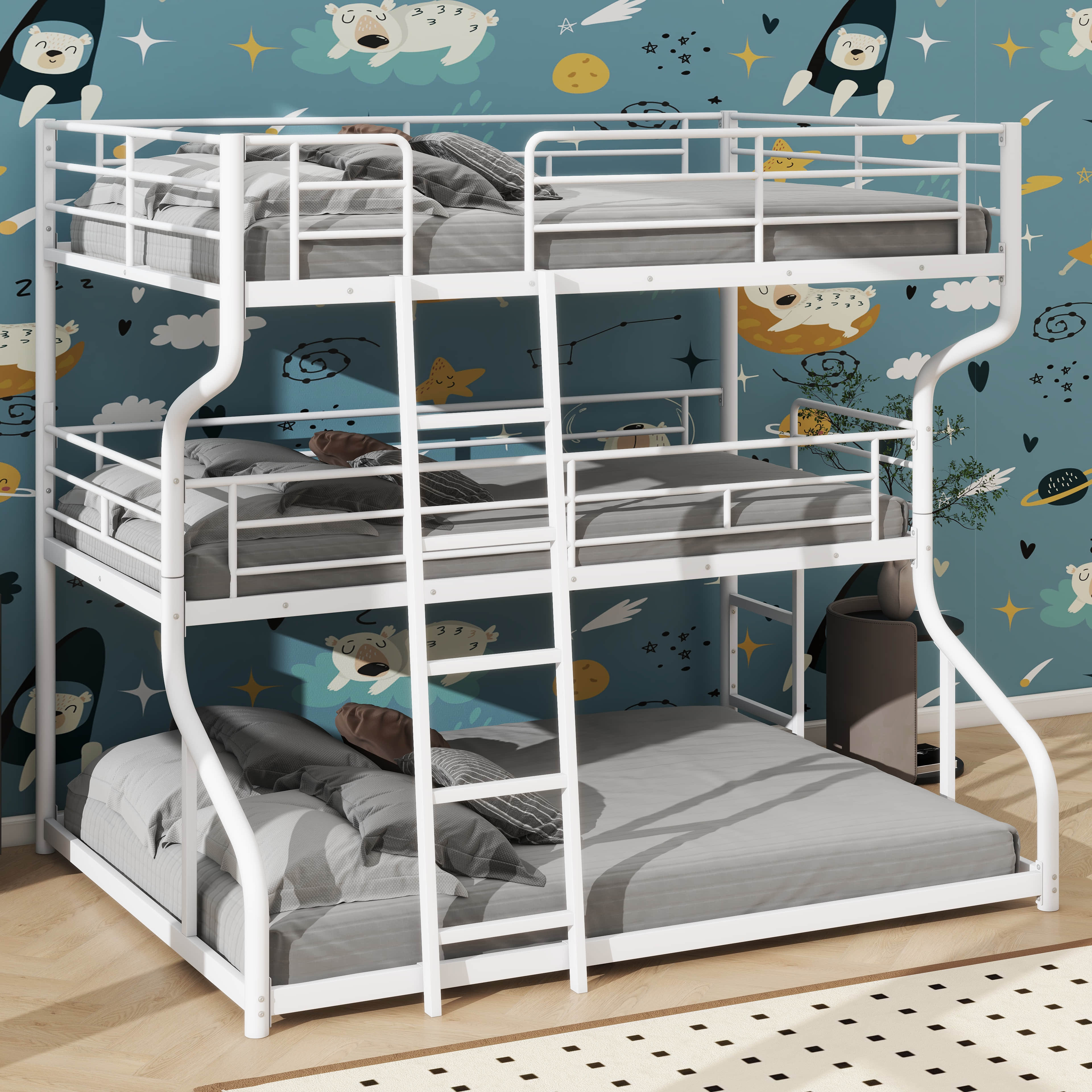 Isabelle & Max™ Full-Sized XL Over Twin XL Over Queen Triple Bunk Bed With Both Long And Short ...