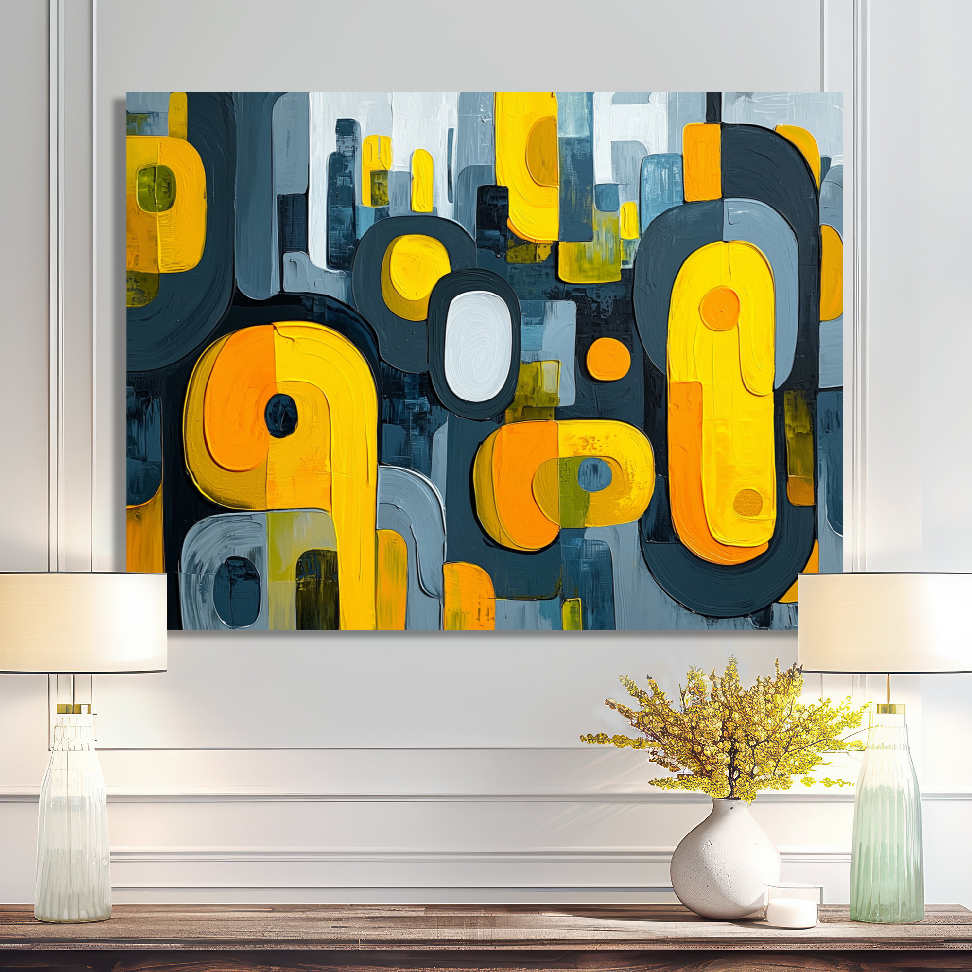 Wrought Studio™ Yellow And Grey Urban Jazz Note II - Abstract Still ...