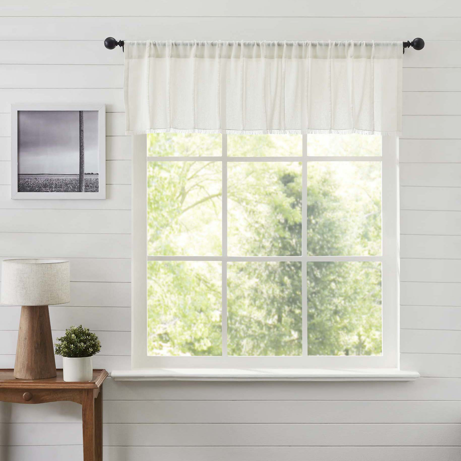 Latitude Run® Nashali Cotton Tailored Window Valance in Cream | Wayfair