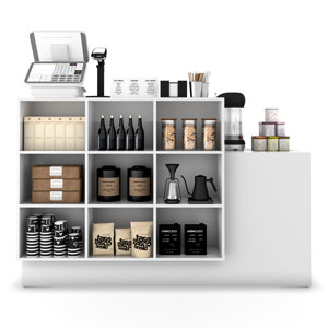 Inbox Zero 62.99'' W Modern Reception Desk With Open Shelvings | Wayfair