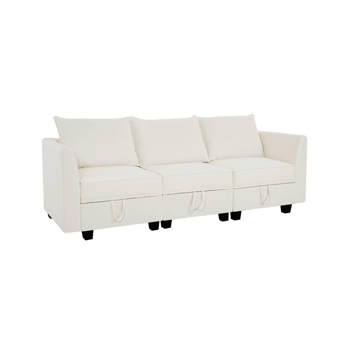 Ebern Designs Loret Modular Sectional 3 Seater Linen Sofa with Storage ...