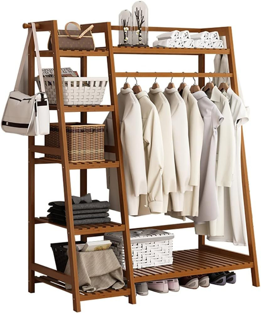 George Oliver Bamboo Freestanding Garment Rack – Multifunctional ...