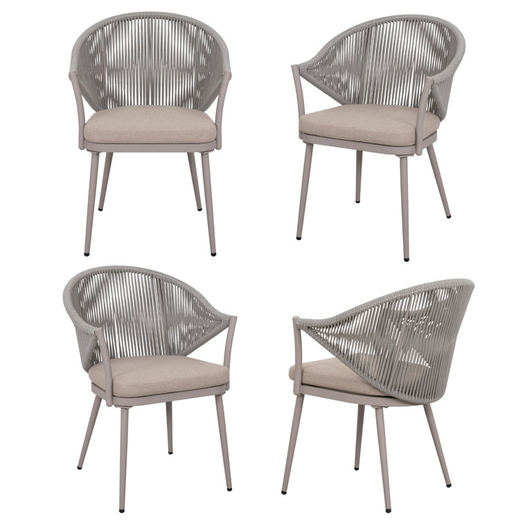 Corrigan Studio® Outdoor Aluminum Chair Set Of 4 Woven Rope ...