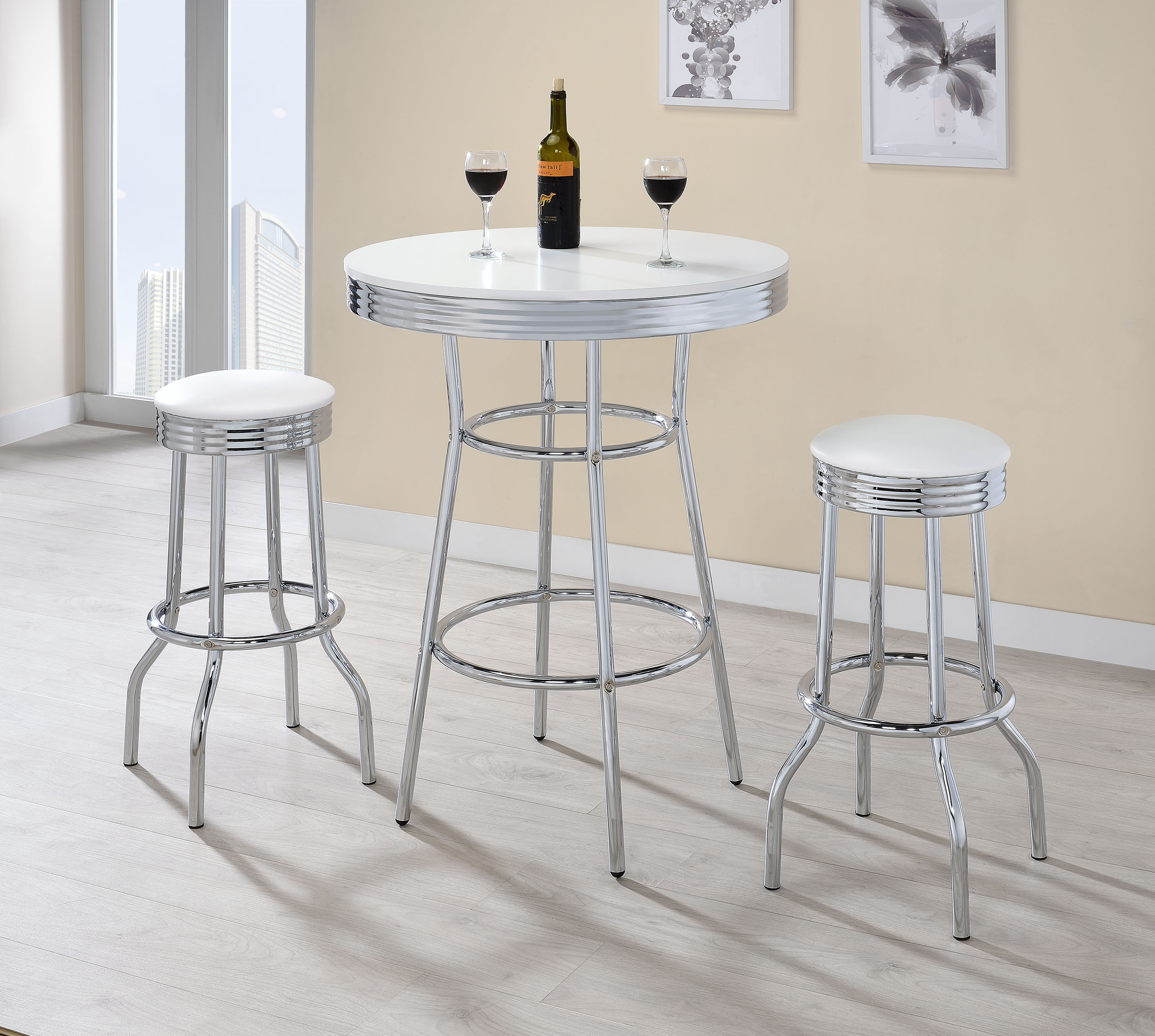 Newline Retro 3-Piece Round 1950S Bistro Pub Bar Table Set | Wayfair