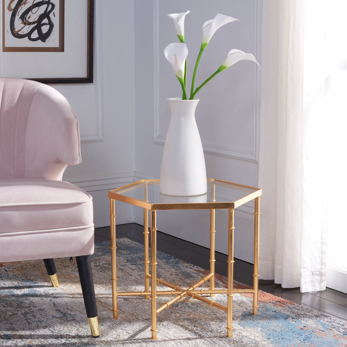 Mercer41 Oxendine Glass Cross Legs End Table & Reviews | Wayfair