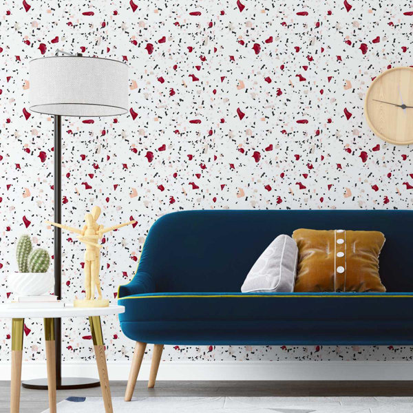 Wrought Studio White & Red Granite 96" L X 24" W Peel And Stick ...