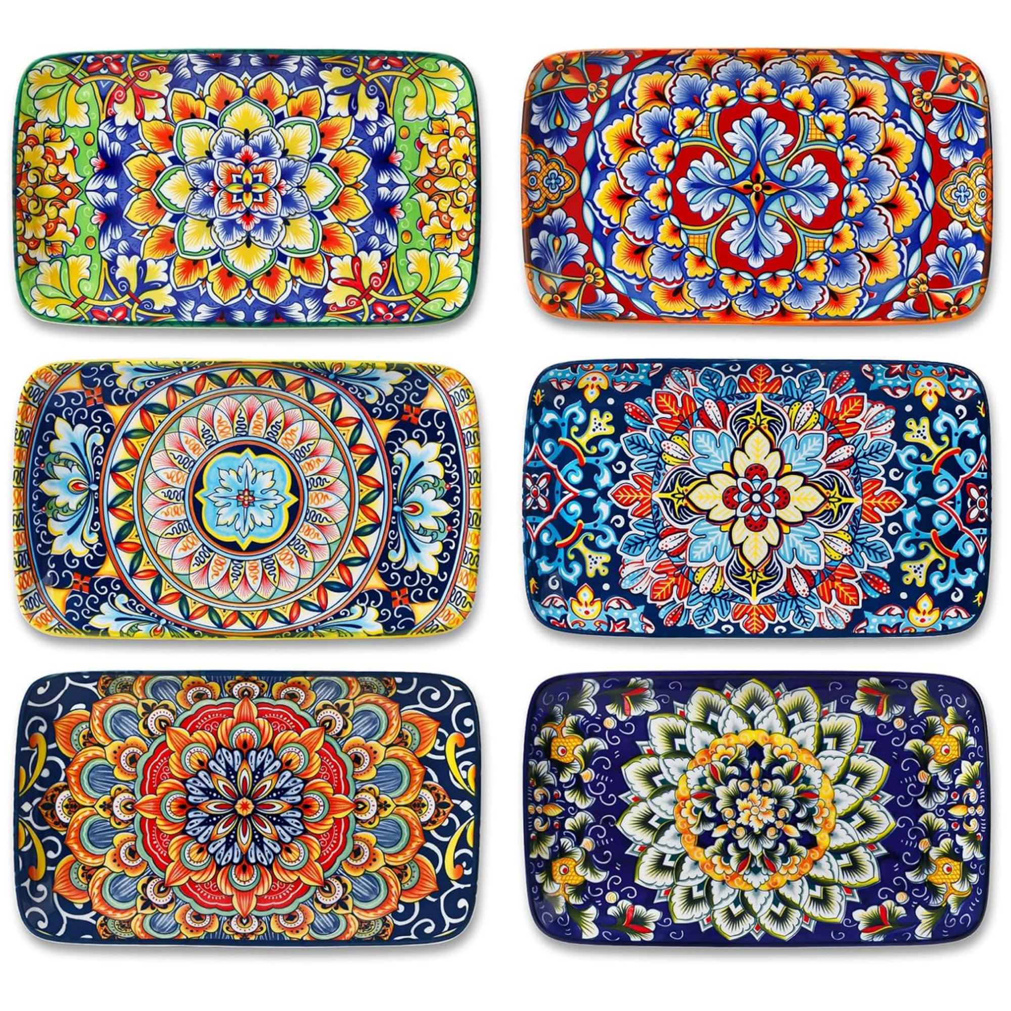 Dakota Fields 6 Pieces Ceramic Salad Plates Set - 8.5 Inch, Rectangular ...