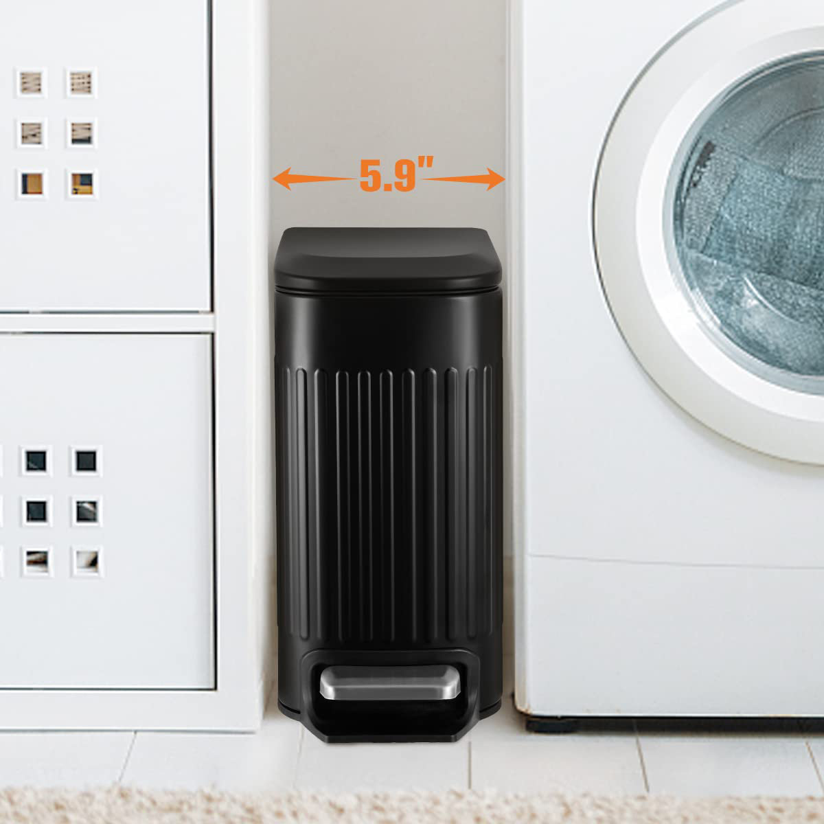 EDGAR'S FURNITURE MANUFACTURING INC Small Black Bathroom Trash Can With ...