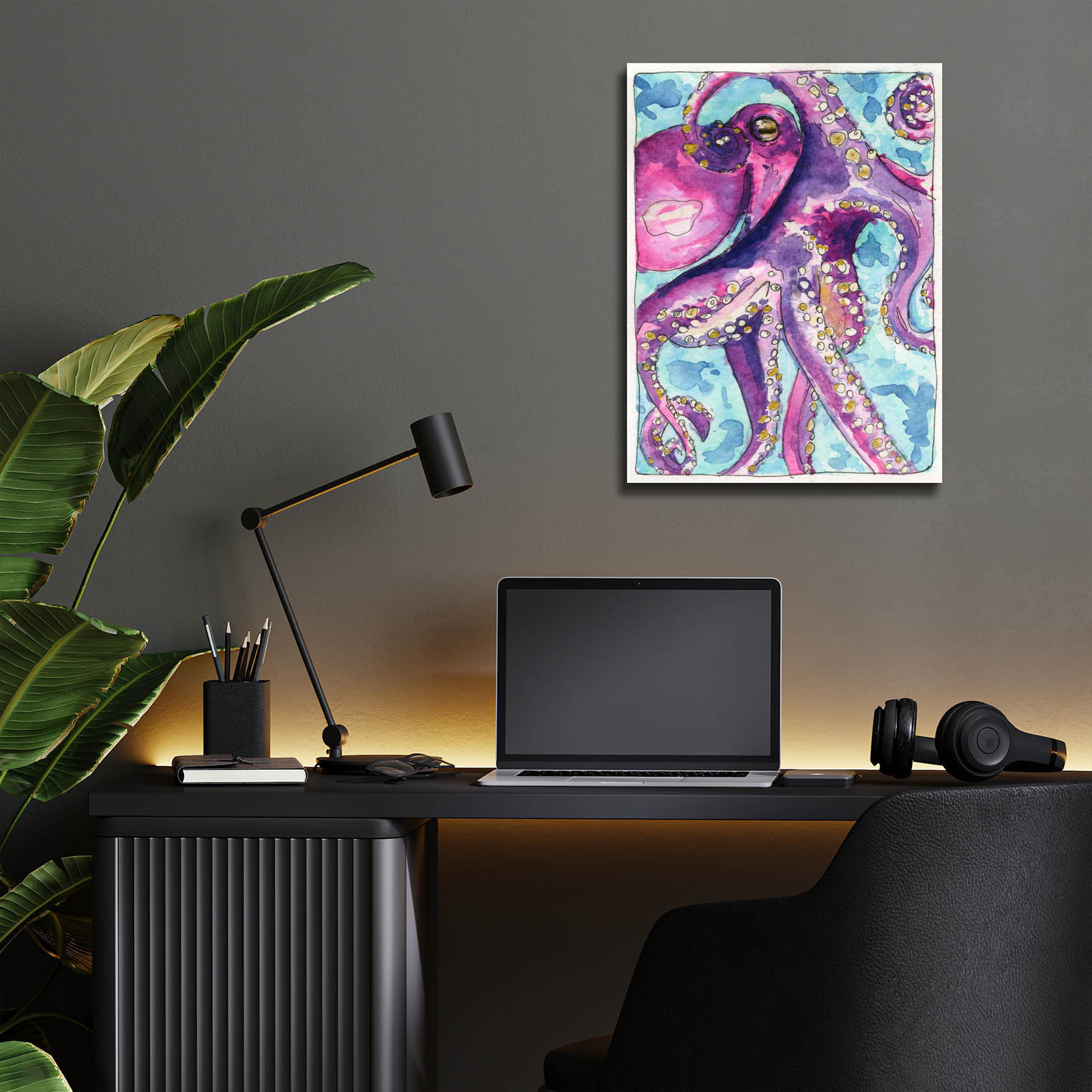 Highland Dunes 'Snow Day Octopus' by Anika Goodhue Acrylic Glass Wall ...
