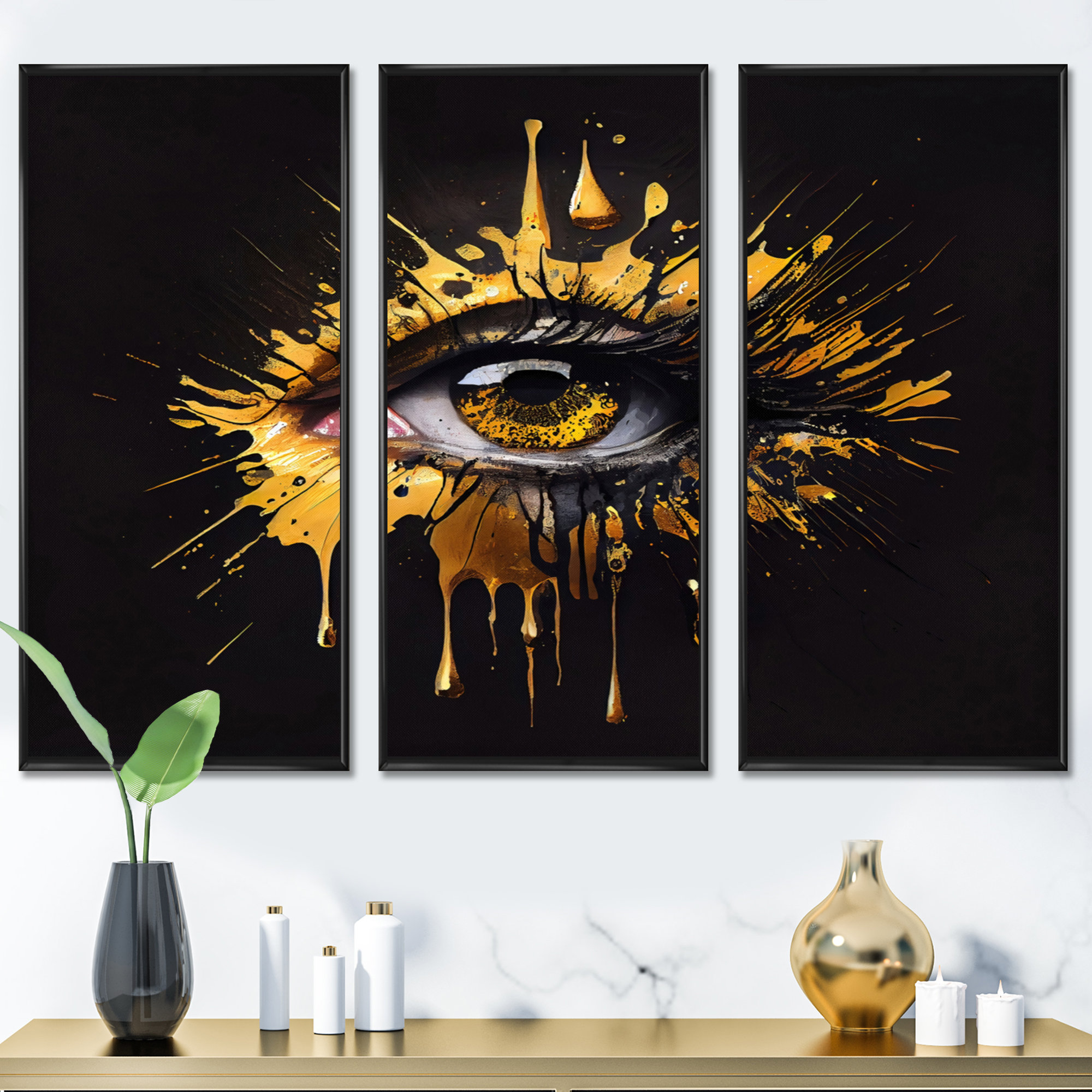 Mercer41 Black and Gold Liquid Eye II - 3 Piece Print - Wayfair Canada