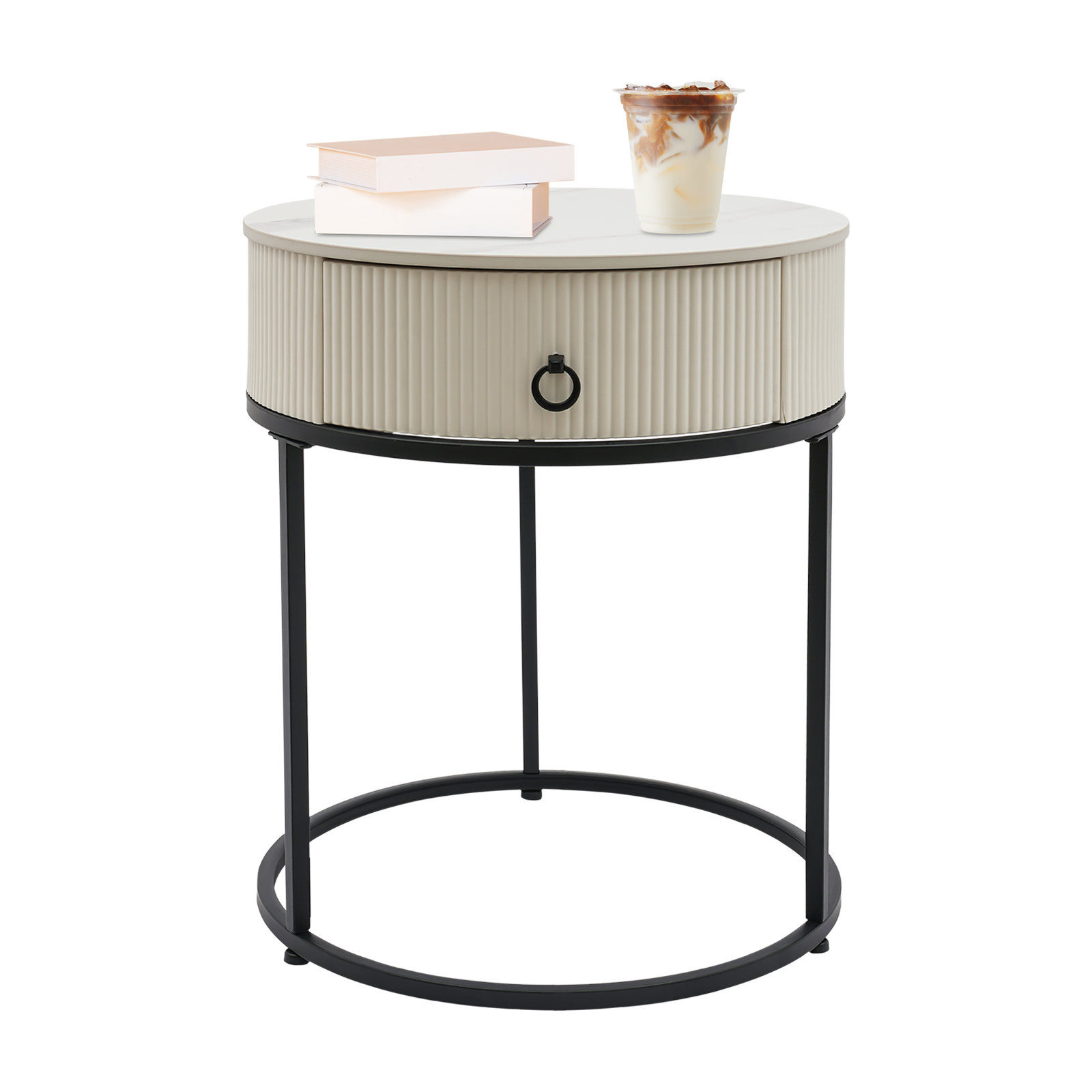 Mercer41 Round Side Table With Drawer | Wayfair