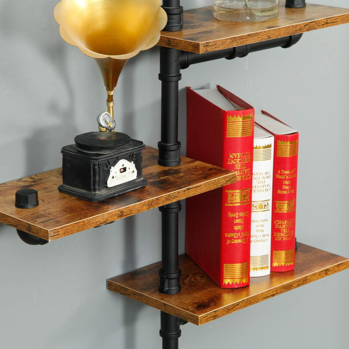 Williston Forge Industrial Pipe Shelving Pipe Shelves With Wood Planks ...