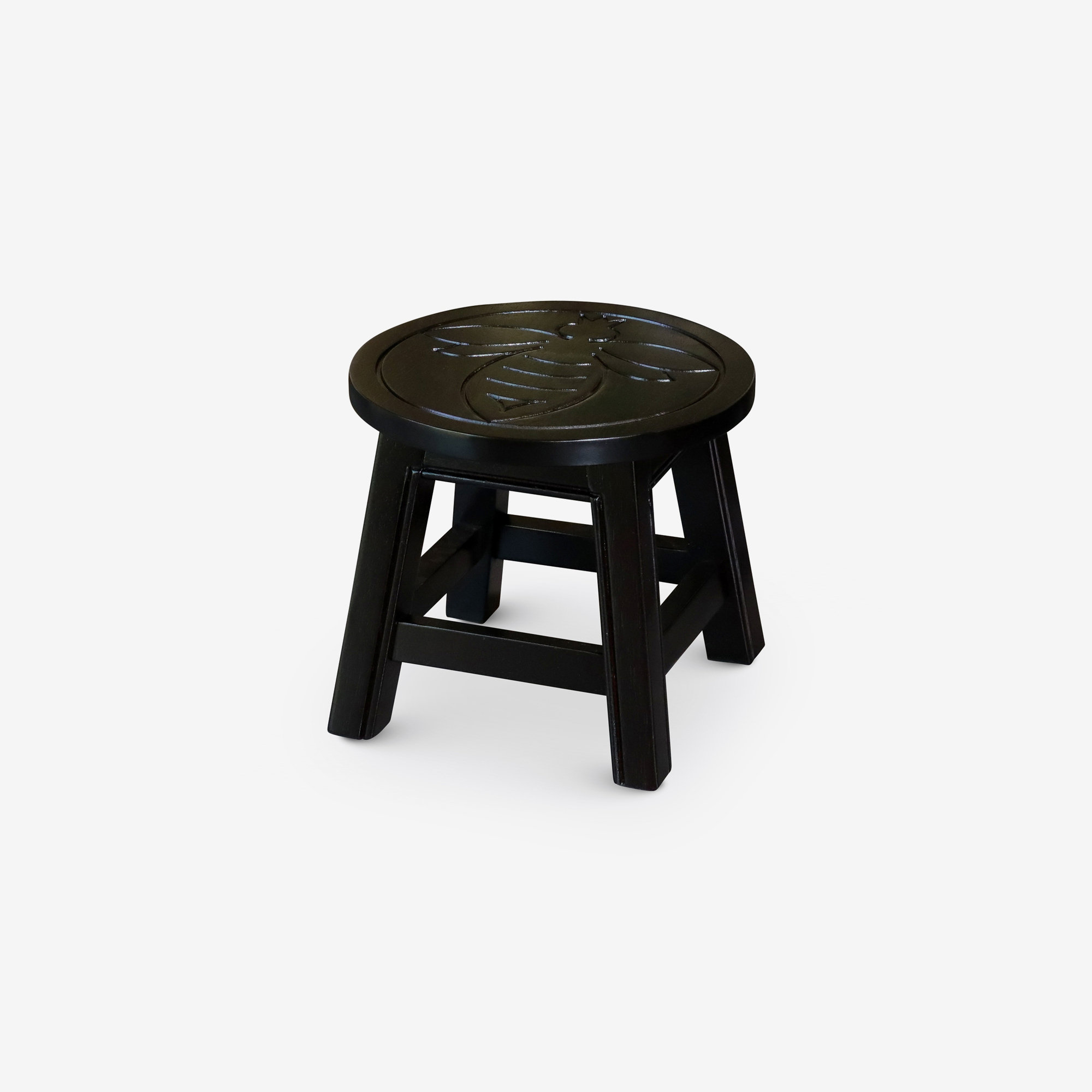 Winston Porter Carved Wooden Step Stool, Queen Bee, Espresso | Wayfair