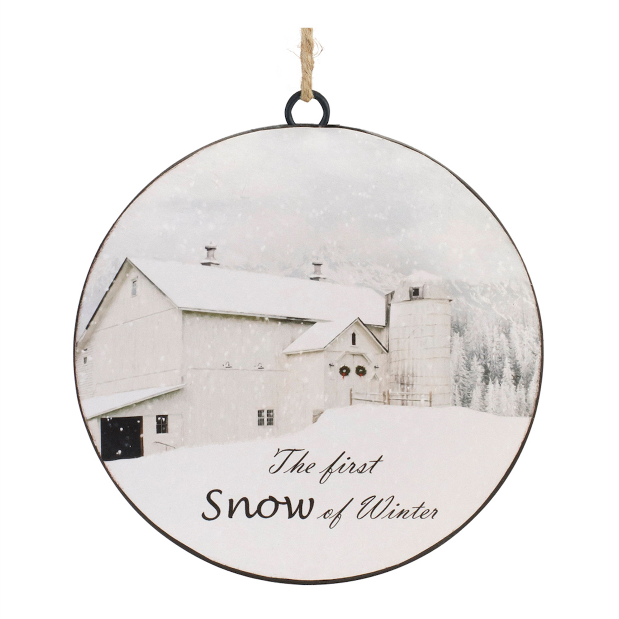Melrose International Metal First Snow Disc Ornament (Set of 12 ...