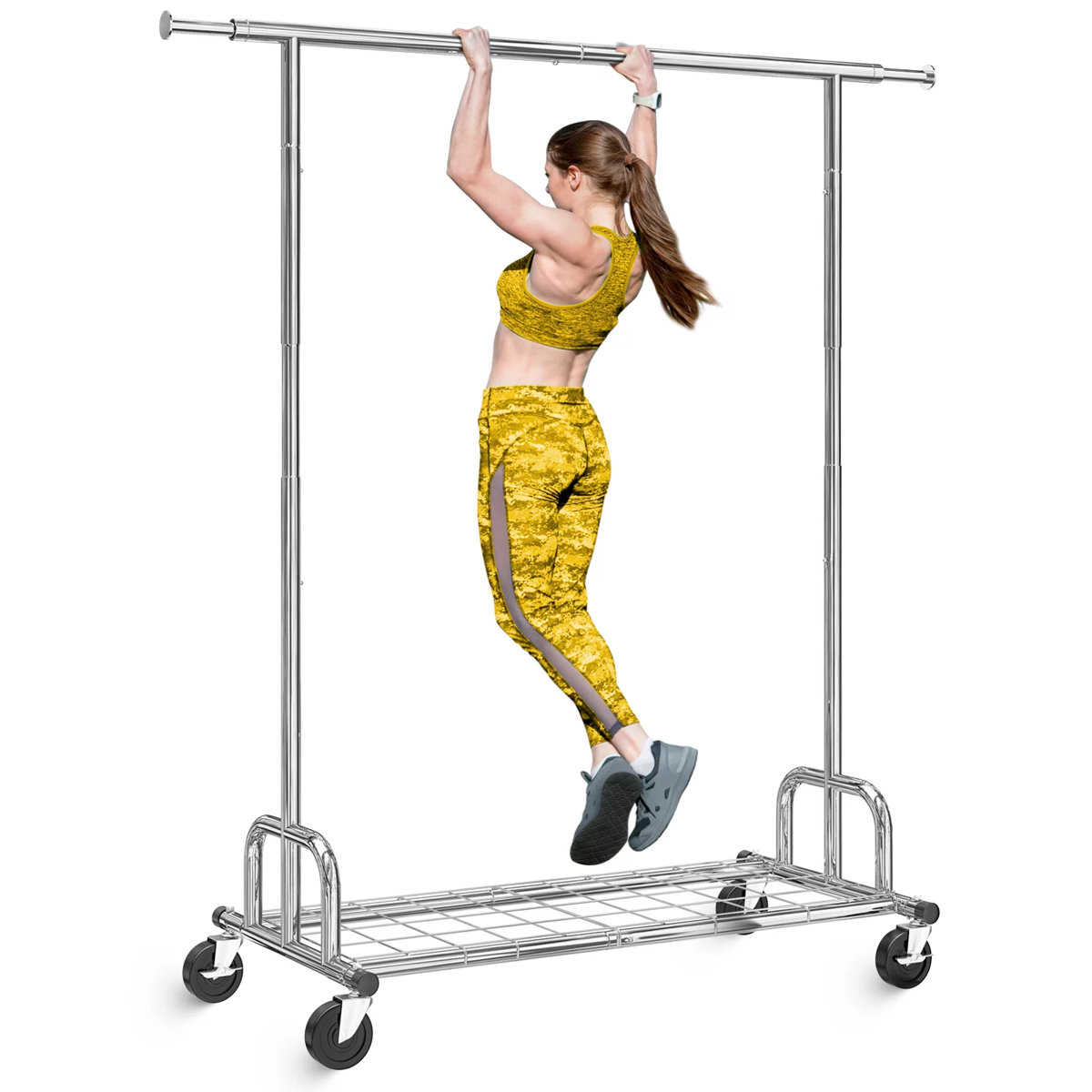 Rebrilliant Mardelle 460 LBS Clothes Hanging Rack Metal Clothes Rack ...