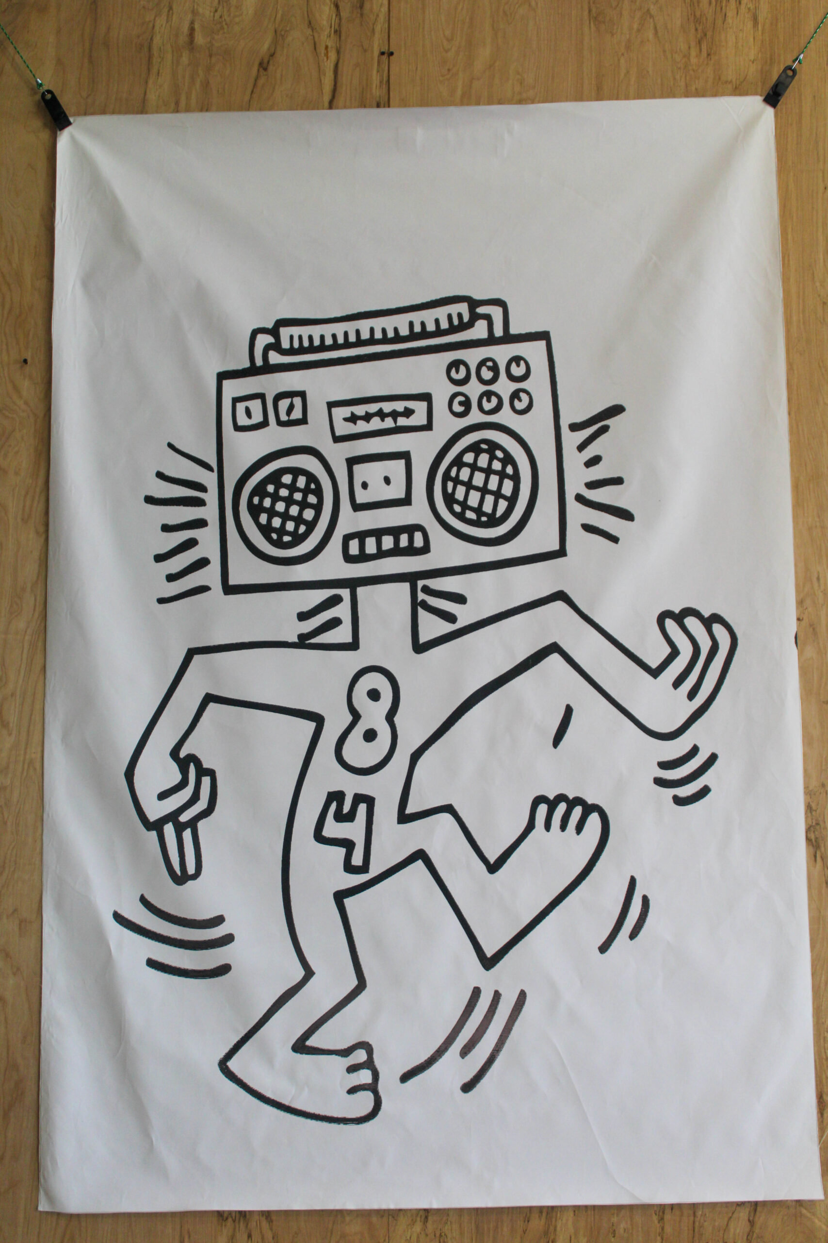 Trinx Giant Boombox Head Graffiti Style Pop Art Dancing Figure, 50"x74 ...