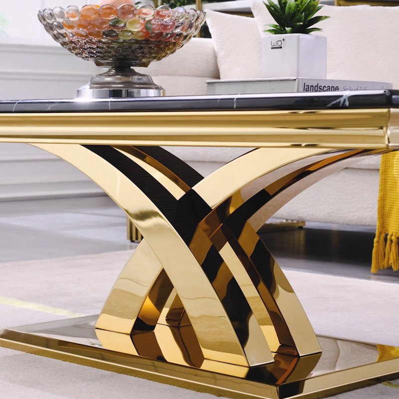 Mercer41 Jovita Black and Gold Coffee Table for Living Room | Wayfair