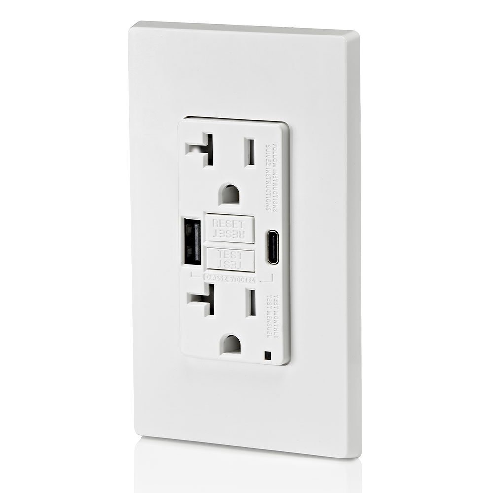 Leviton 20A GFCI USB Type A/C In White - Wayfair Canada